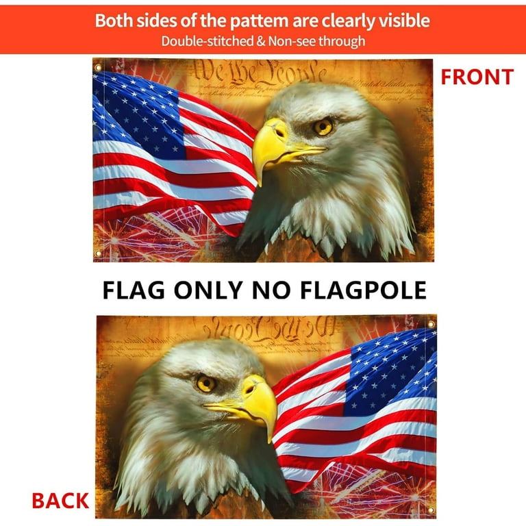 Bald Eagle With American Flag Faded Majestic Eagle Flying Flag