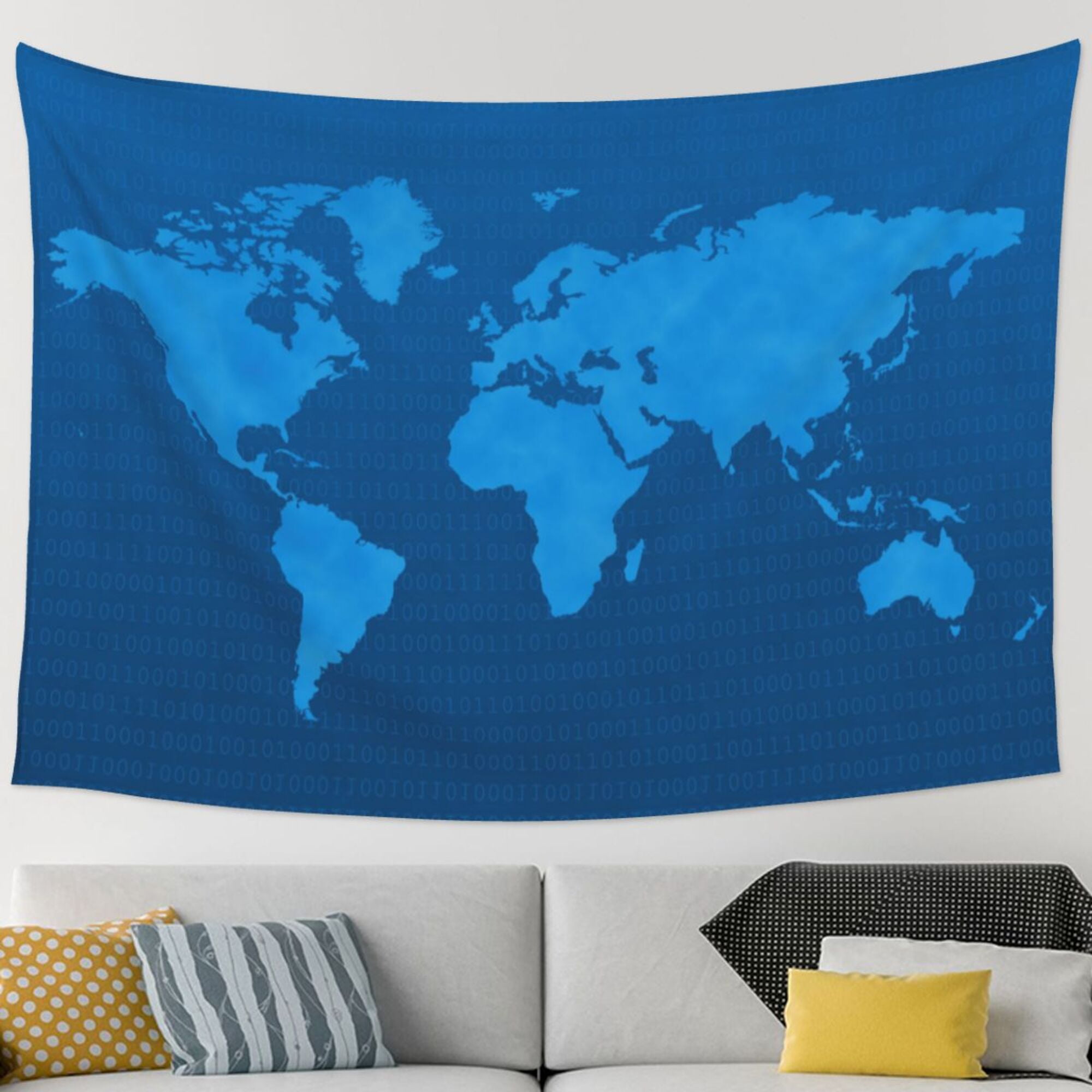 TEQUAN Geography World Map Pattern Large Tapestry, Aesthetic Tapestries ...