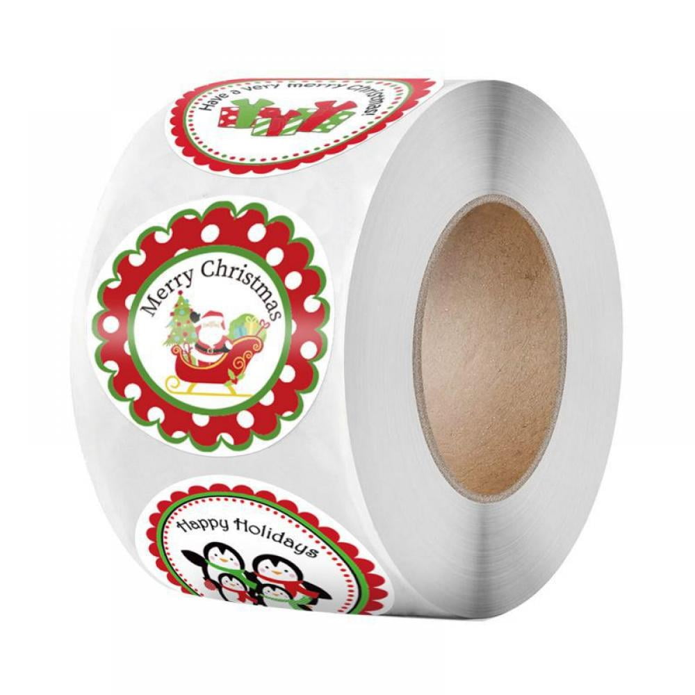 1 Roll Christmas Stickers Santa Claus Assorted Round Circle Face ...
