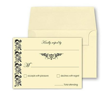 RSVP Wedding Return Cards, Natural Cream, size 4 x 6 With A6 Envelopes ...