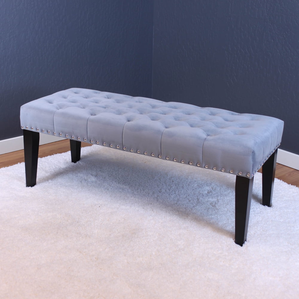 Markelo Sharkfin Grey Velvet Bench - Walmart.com - Walmart.com
