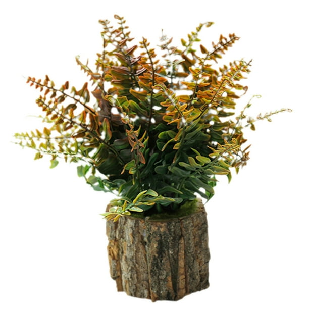 Planta falsa Planta realista: Maceta de madera Planta artificial ...