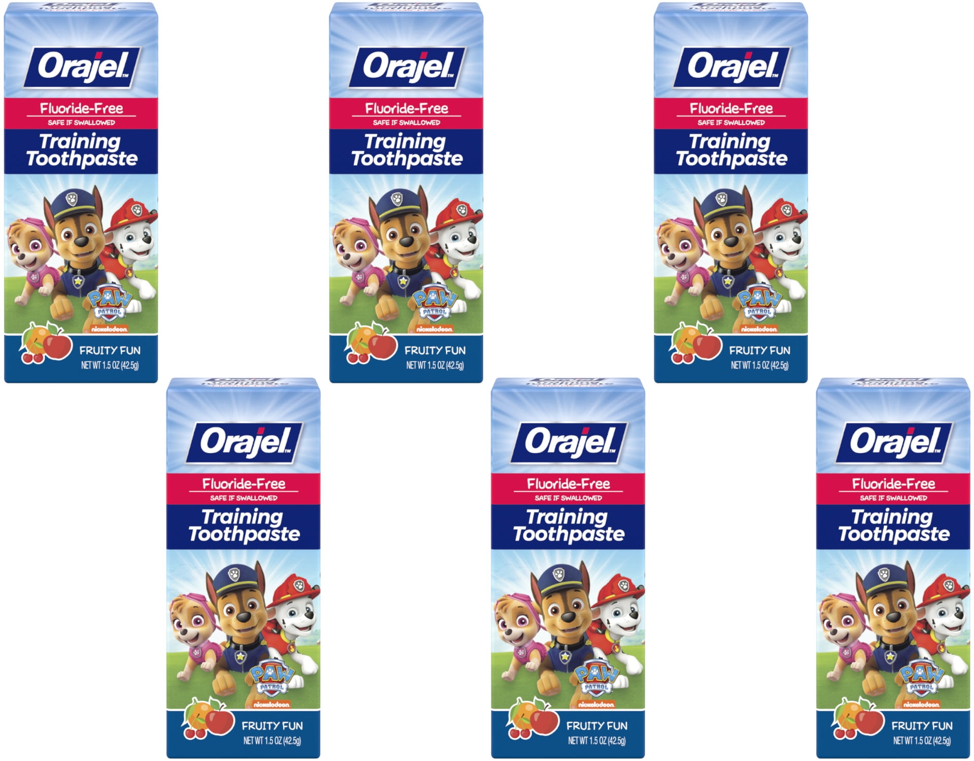 6 Pack - Orajel Toddler Training Toothpaste, Fruity Fun, 1.50 oz ...