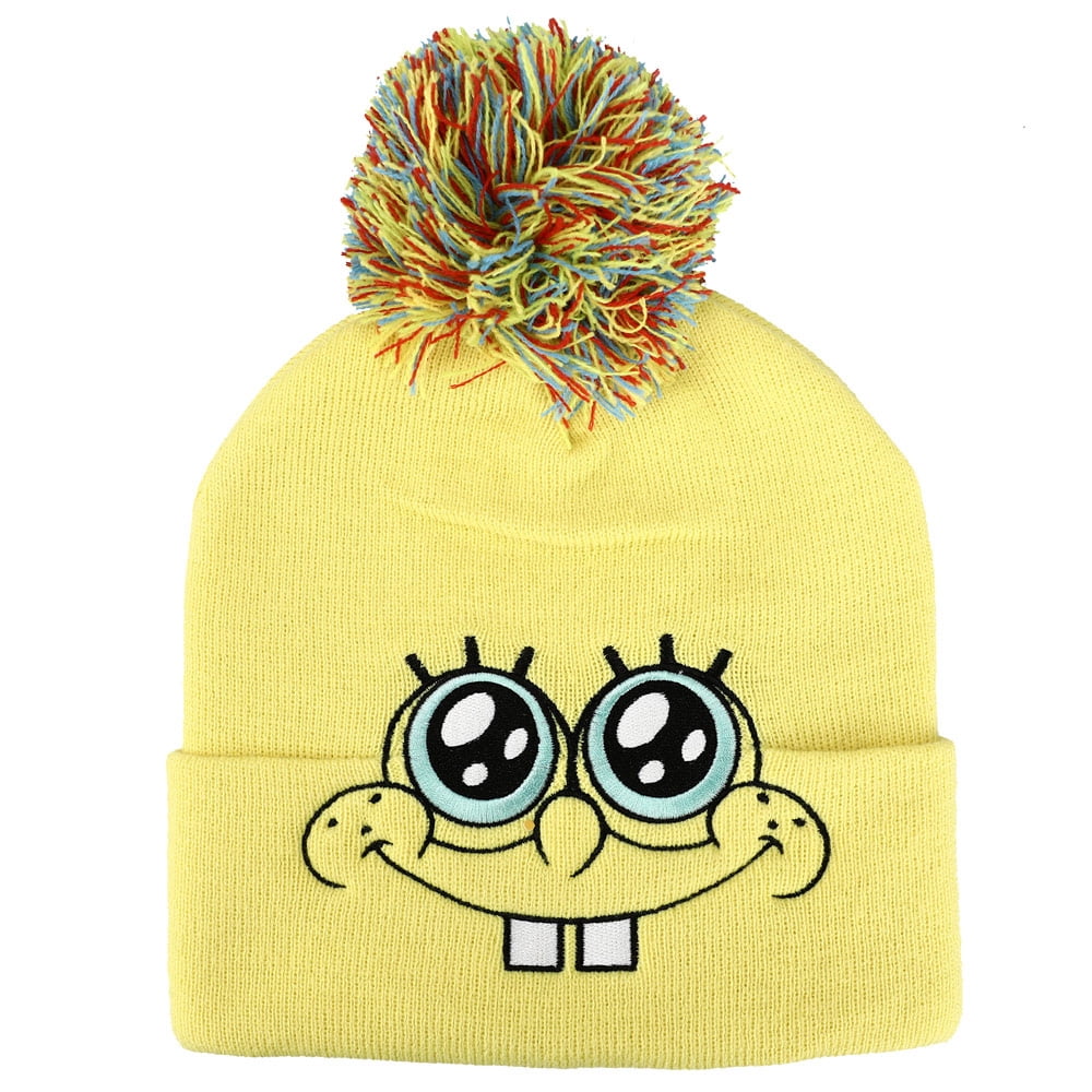 Spongebob Squarepants Big Face Yellow Embroidered Acrylic Knit Cuff ...