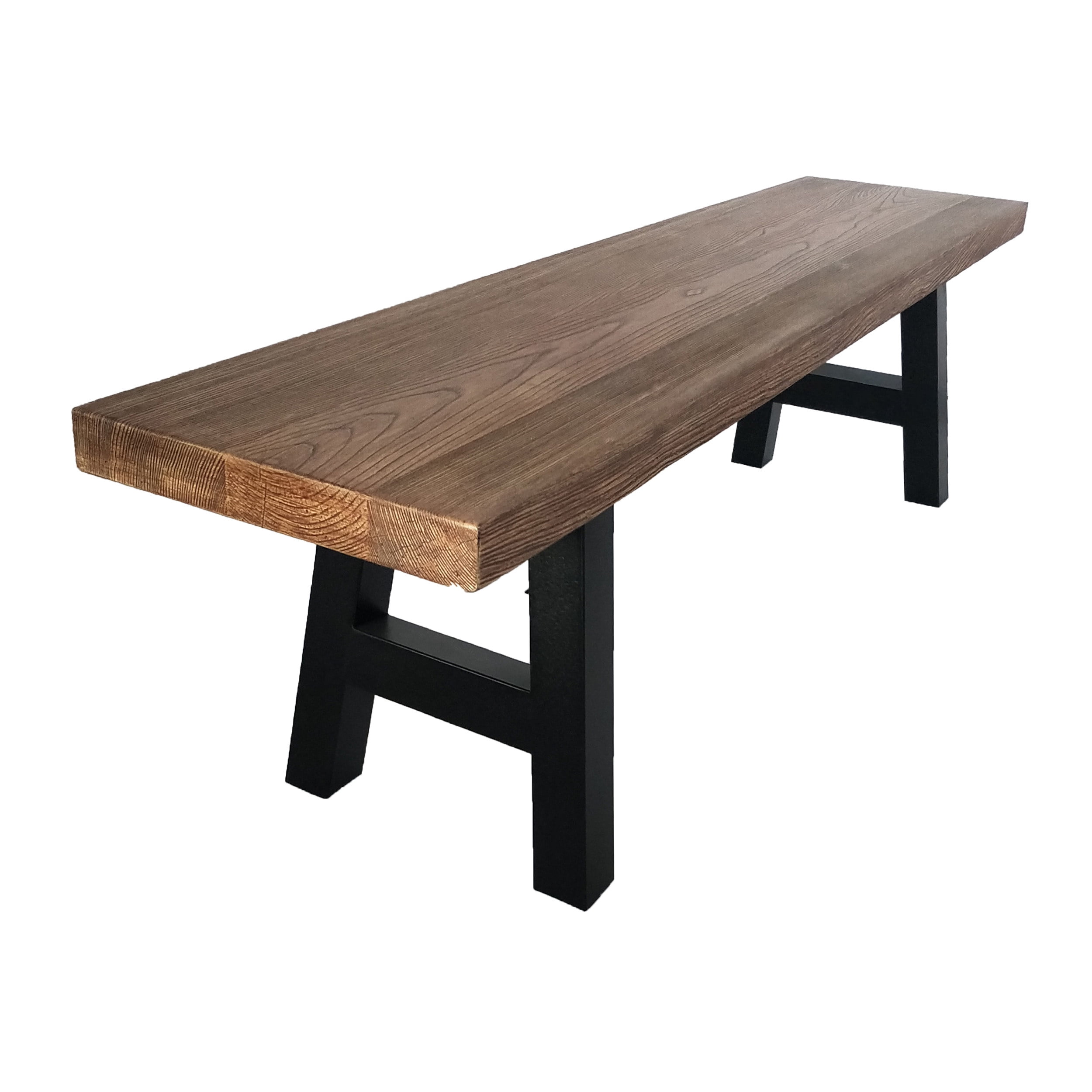 Doris Indoor Light Weight Concrete Dining Bench, Natural Oak Finish ...