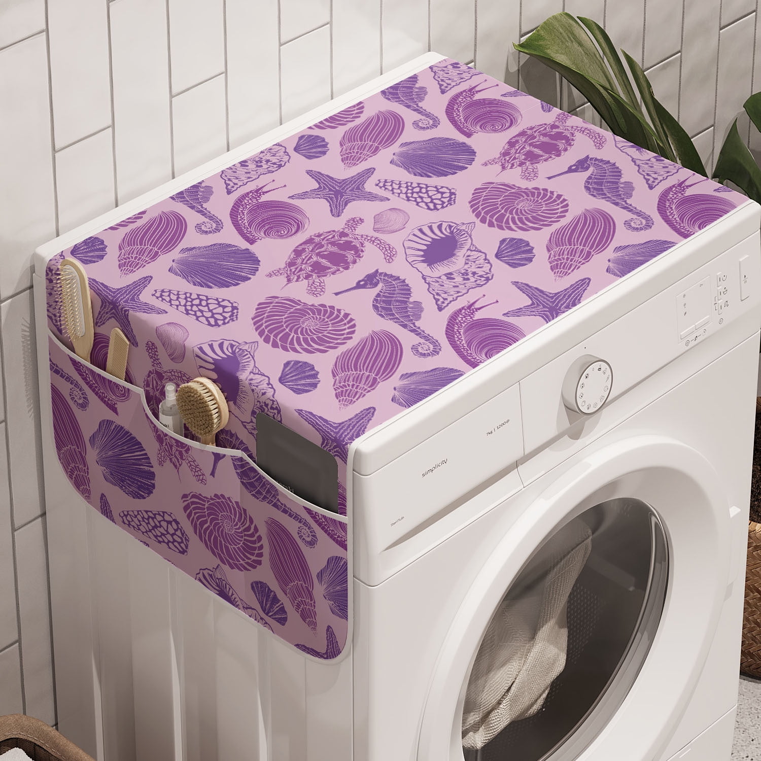 Marine Washing Machine Organizer, Exotic Sea Animals Pattern Scallops ...