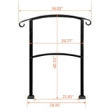 BaytoCare Outdoor 3-Step Adjustable Black Wrought Iron Handrail for ...