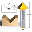 90 Degree X 1" Diameter V Groove Router Bit - 1/2" Shank - Yonico 14996 ...