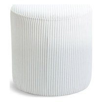 Meridian Furniture Drum Cream Faux Shearling Teddy Fabric Ottoman/Stool ...