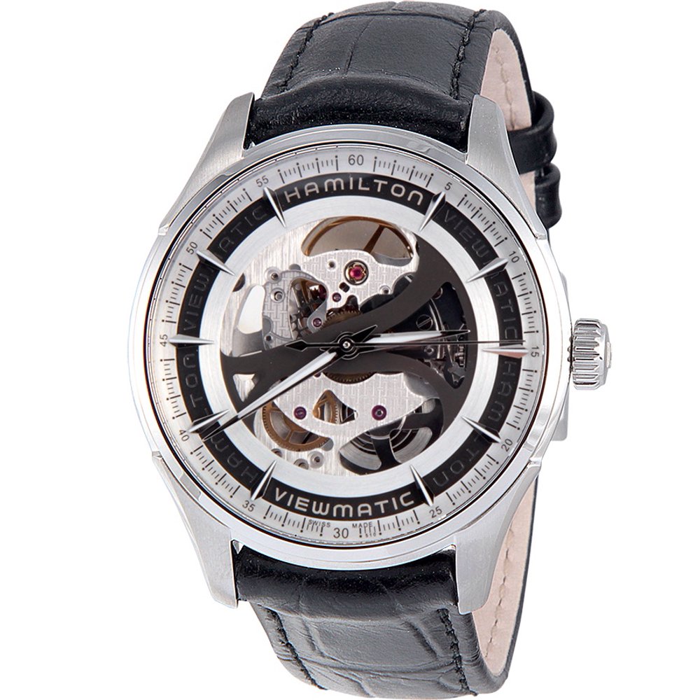 Hamilton - Hamilton Jazzmaster Automatic Skeleton Dial Black Leather ...