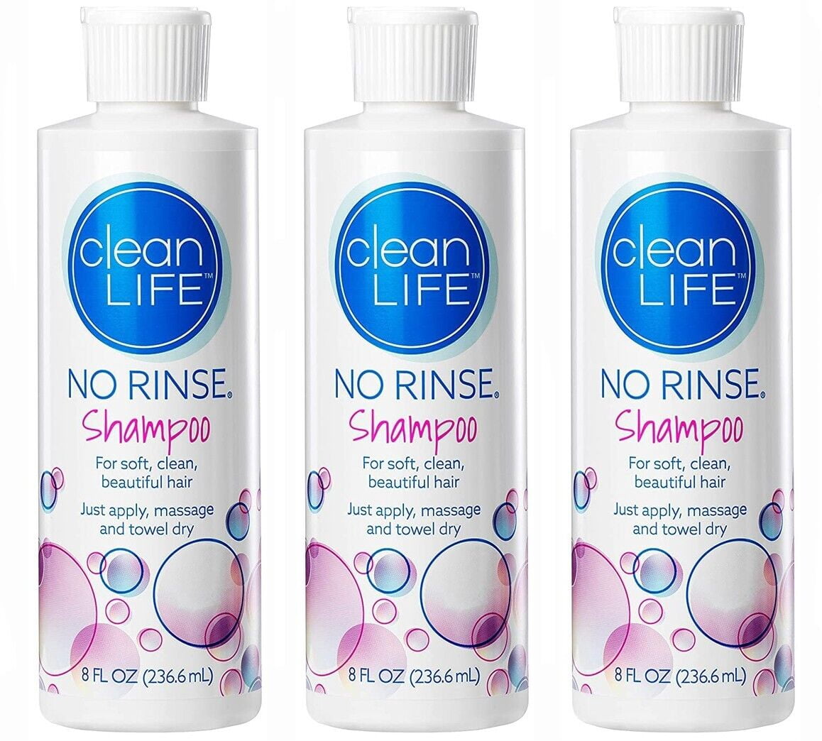 Clean Life No Rinse Hair Shampoo 8 Fl. Oz Each Bottle - 3 PACK ...