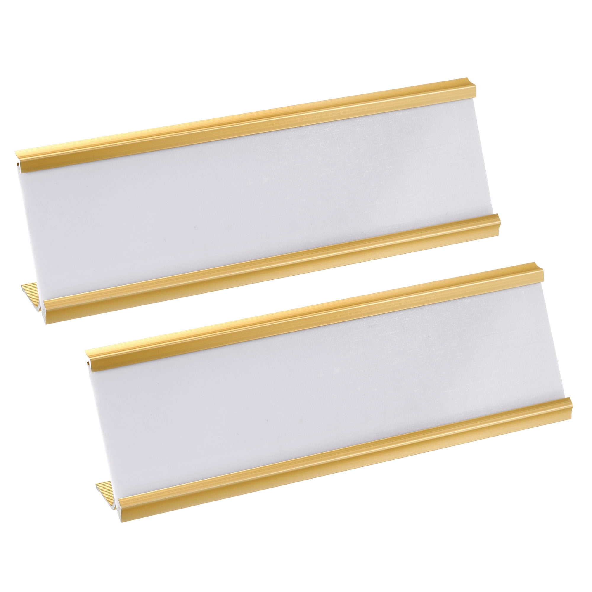2x7inch Aluminum Name Plate Holder, 2Pcs with White Blank Engraved Name ...