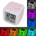 Alarm Clocks Pink Fibers Cobweb Digital Clock 7 Color LED Night Light ...