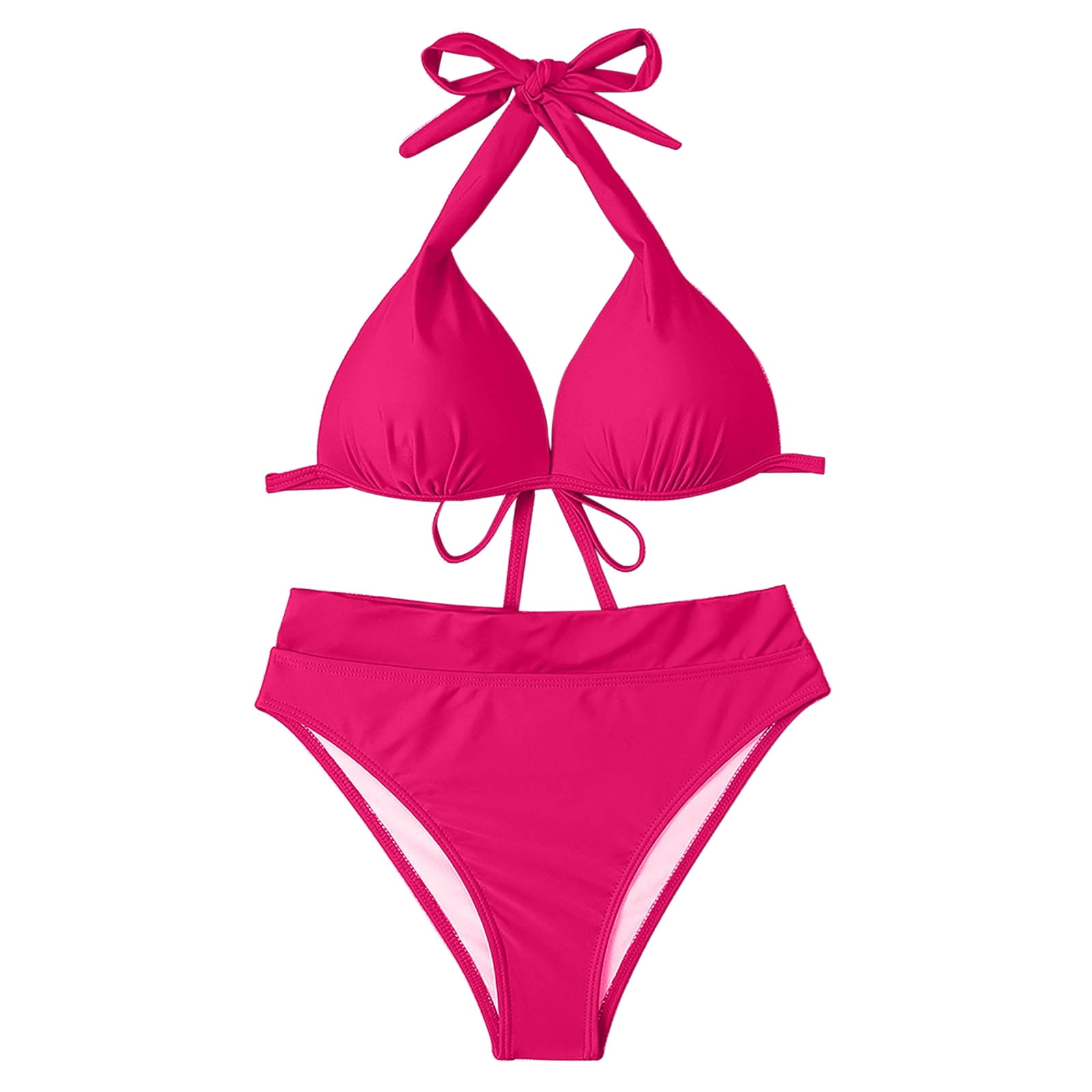 Uheoun Women's Bikini Swimsuit Two Piece Swimwear Solid Color Bathing ...