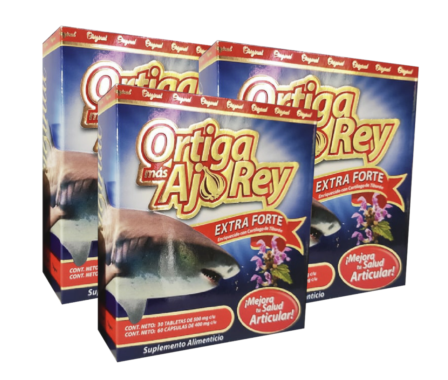 Ortiga Más Ajo Rey Extra Forte 30 tabletas + 60 cápsulas Paquete de 3 ...