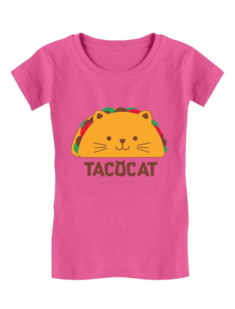 Tstars TacoCat Girls' Fitted T-Shirt - Fun Palindrome & Feline Design ...
