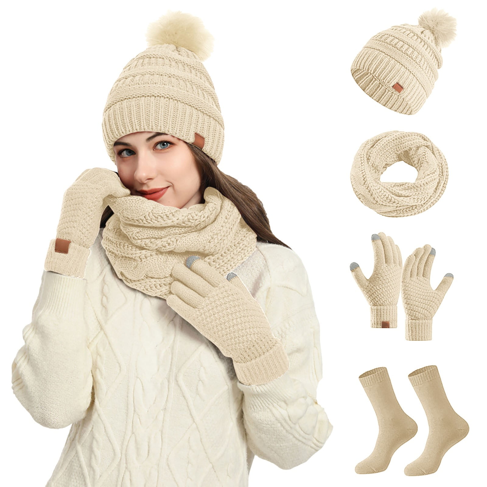 Click here for Yousnh Winter Womens Woolen Hat Bib Gloves And Soc... prices