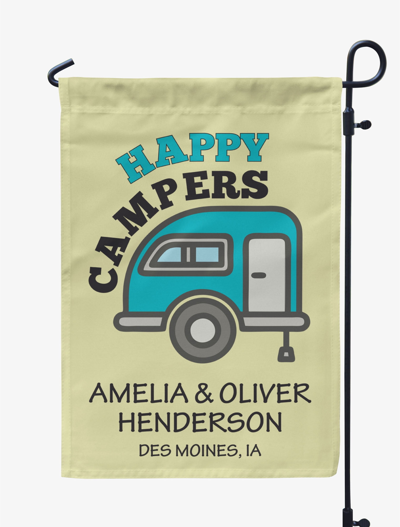 Printtoo Tan Happy Campers Retro Camp Trailer Camping Flags ...