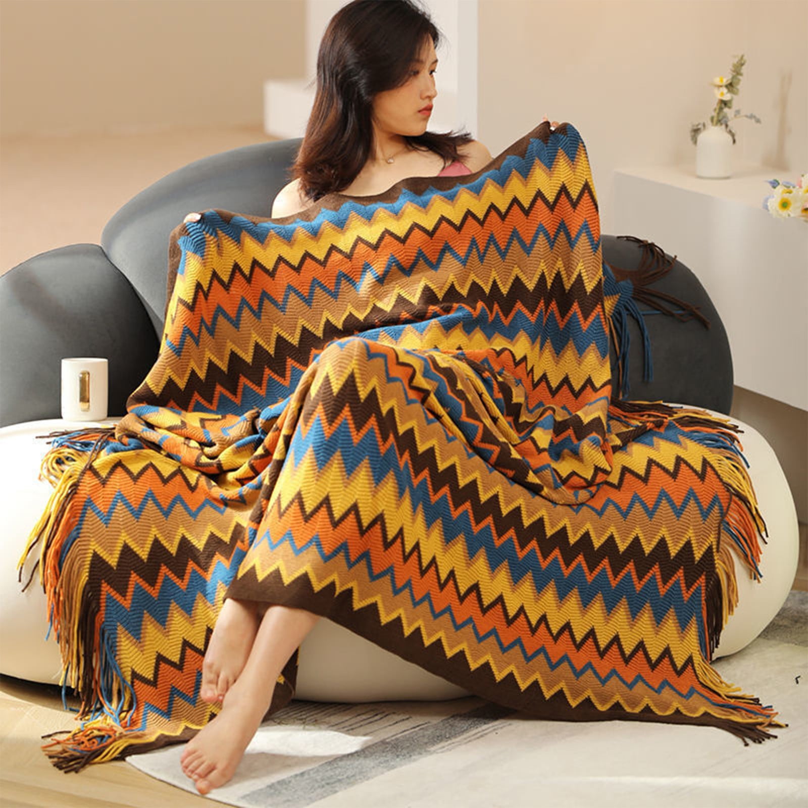 Click here for Birdeem Knit Throw Blanket  Bohemian Afghan For So... prices
