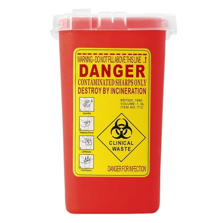 Plastic Sharps Container Biohazard Needle Disposal Box for Infectious ...