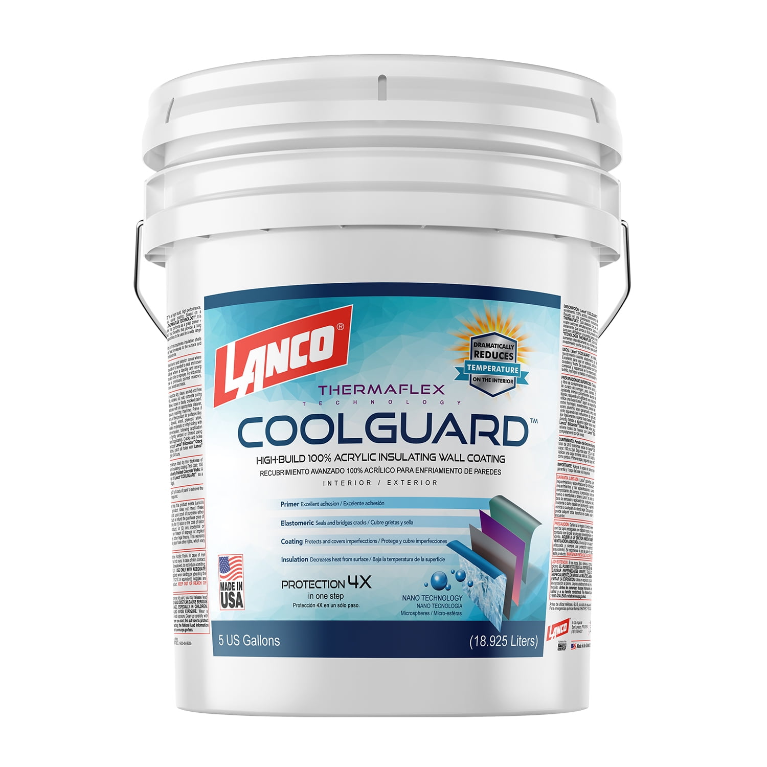 Lanco Cool Guard, Flat Interior & Exterior Wall & Trim Paint, White ...