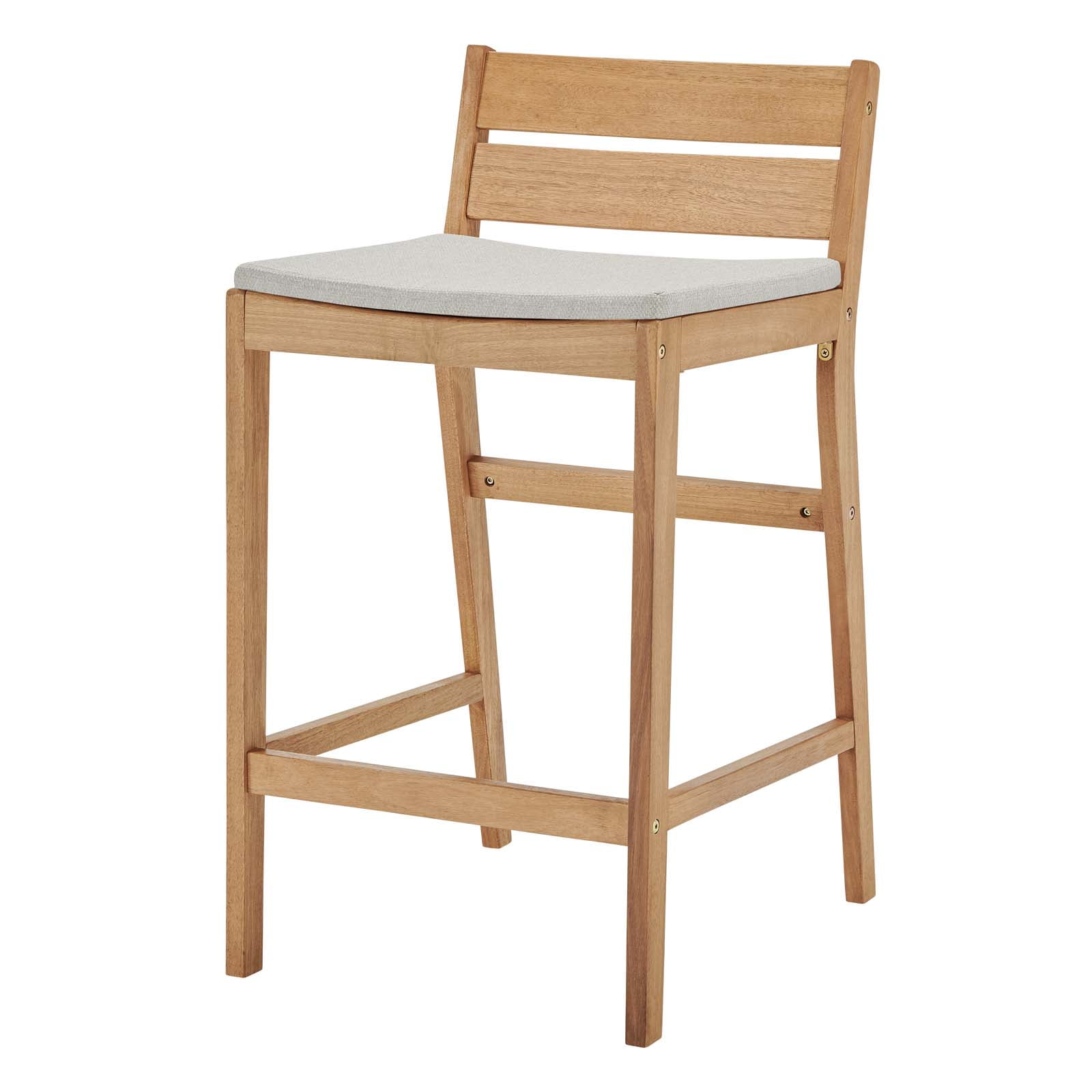 Bar Side Stool Chair, Wood, Brown Natural Taupe Gray, Modern ...