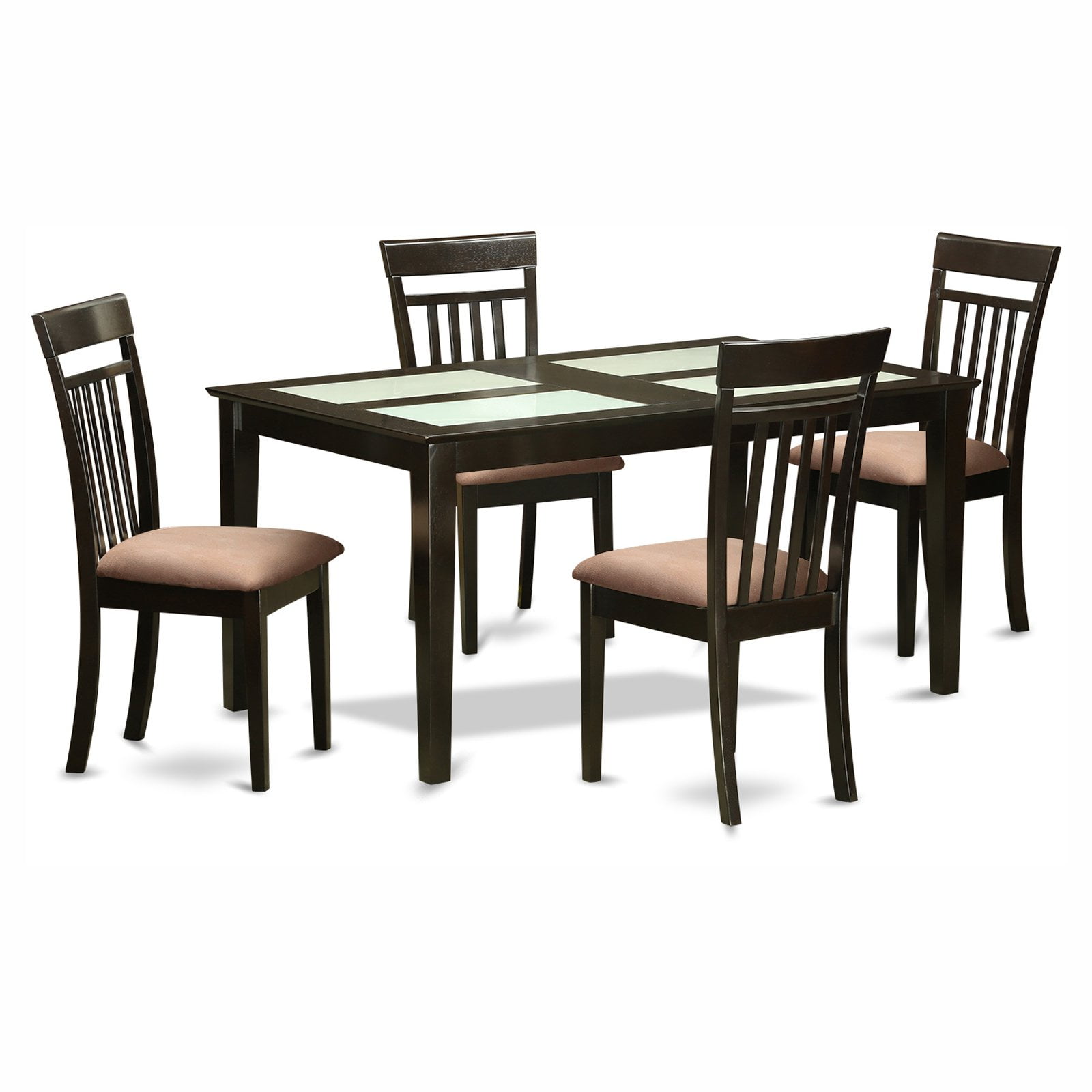 East West Furniture Capri 5 Piece Glass Top Rectangular Dining Table ...