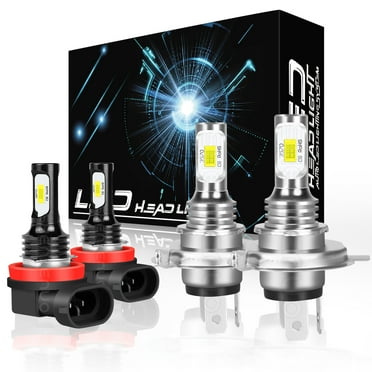 HMCYCI H4 H11 LED Headlight High Low Dual Beam Bulbs Fog Lights For ...