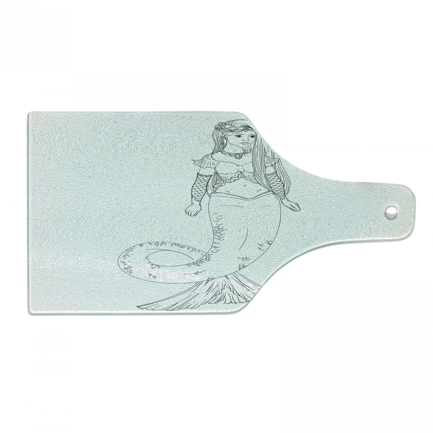 Vintage Mermaid Cutting Board, Outline Uncolored Nautical Creature Girl ...