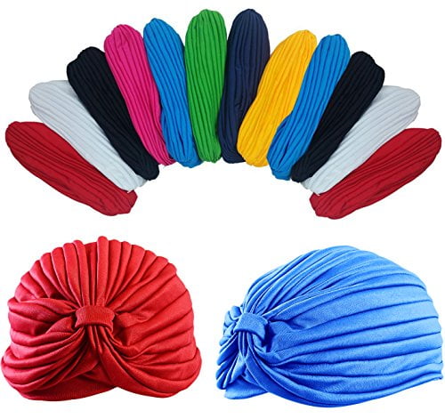 Dozen Pack- 12 Bright Colored Beautiful Turbans - Walmart.com