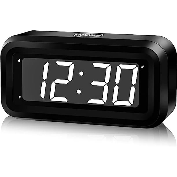 (White) Digital Clock, Auto Night Mode, 3 LED Brightness Levels ...