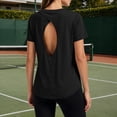 Dagugfen Athletic Tops for Women Keyhole Back Short Sleeve Crew Neck ...
