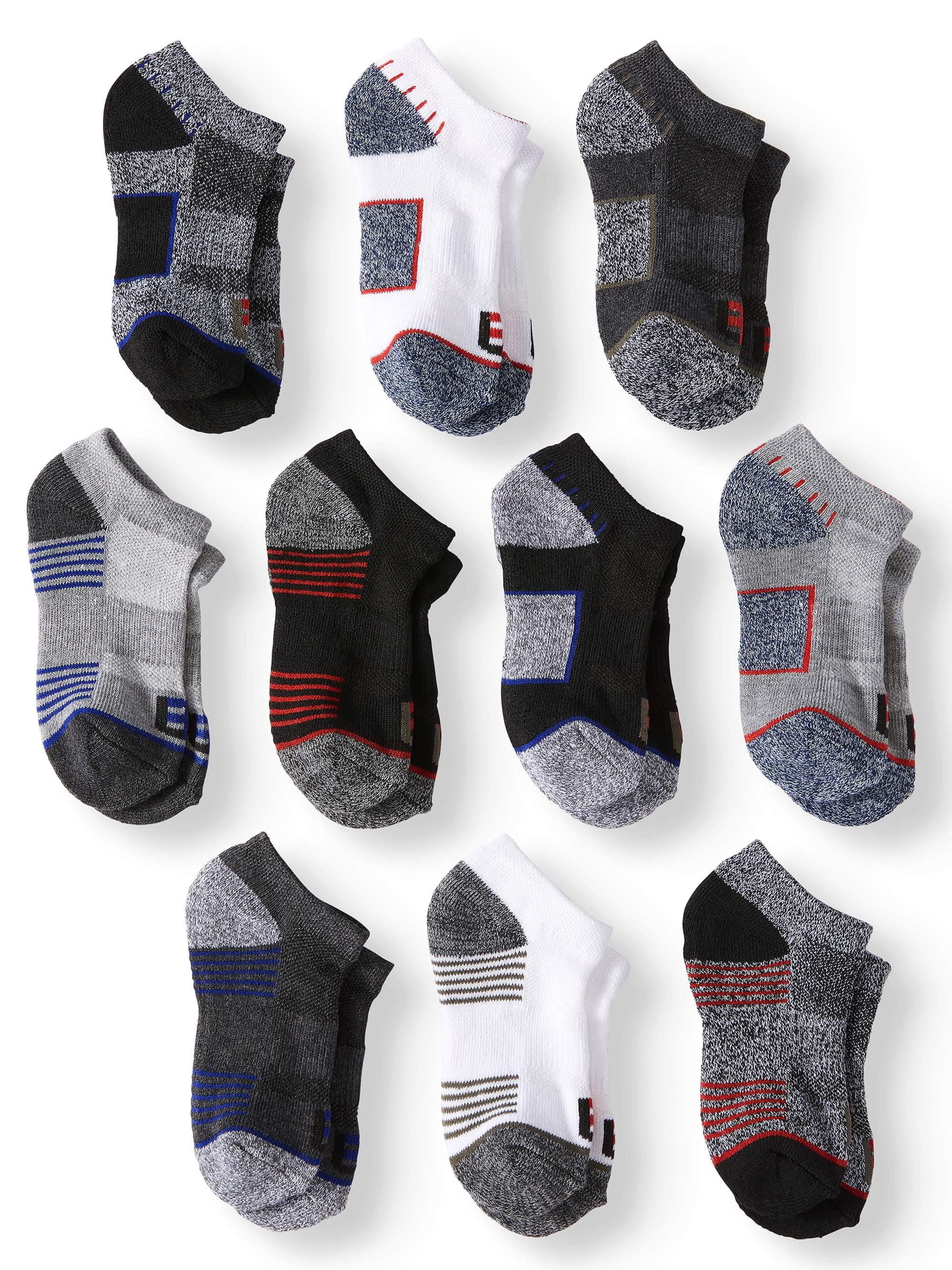 Locker Room Boys Socks, 10 Pack Half Cushioned No Show (Little Boys ...