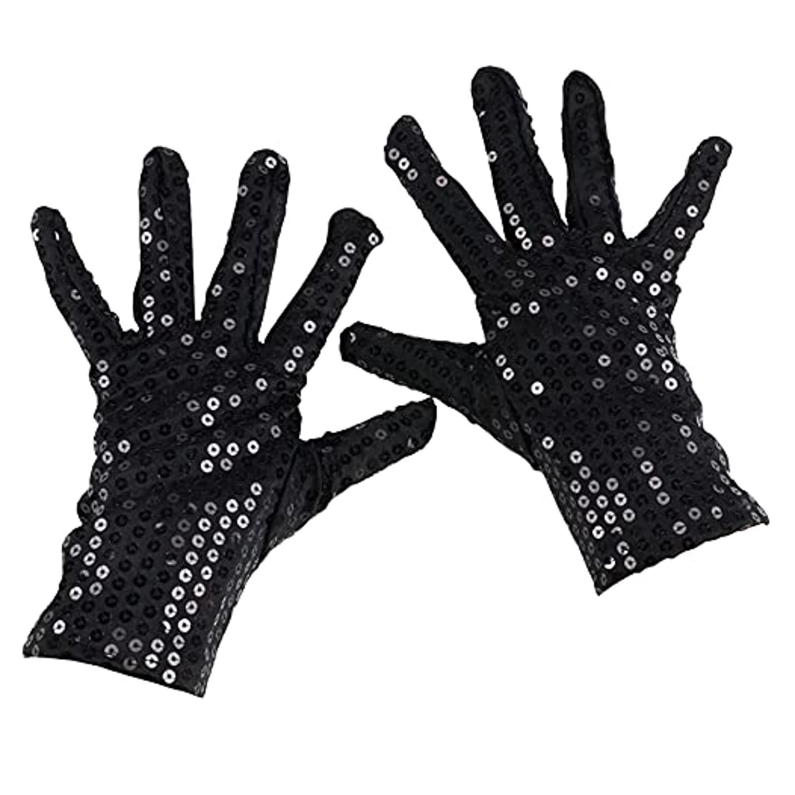 1 Pair Performance Gloves Shiny Sequin Soft Solid Color Warm Full Fingers Catch Attention Dress ...