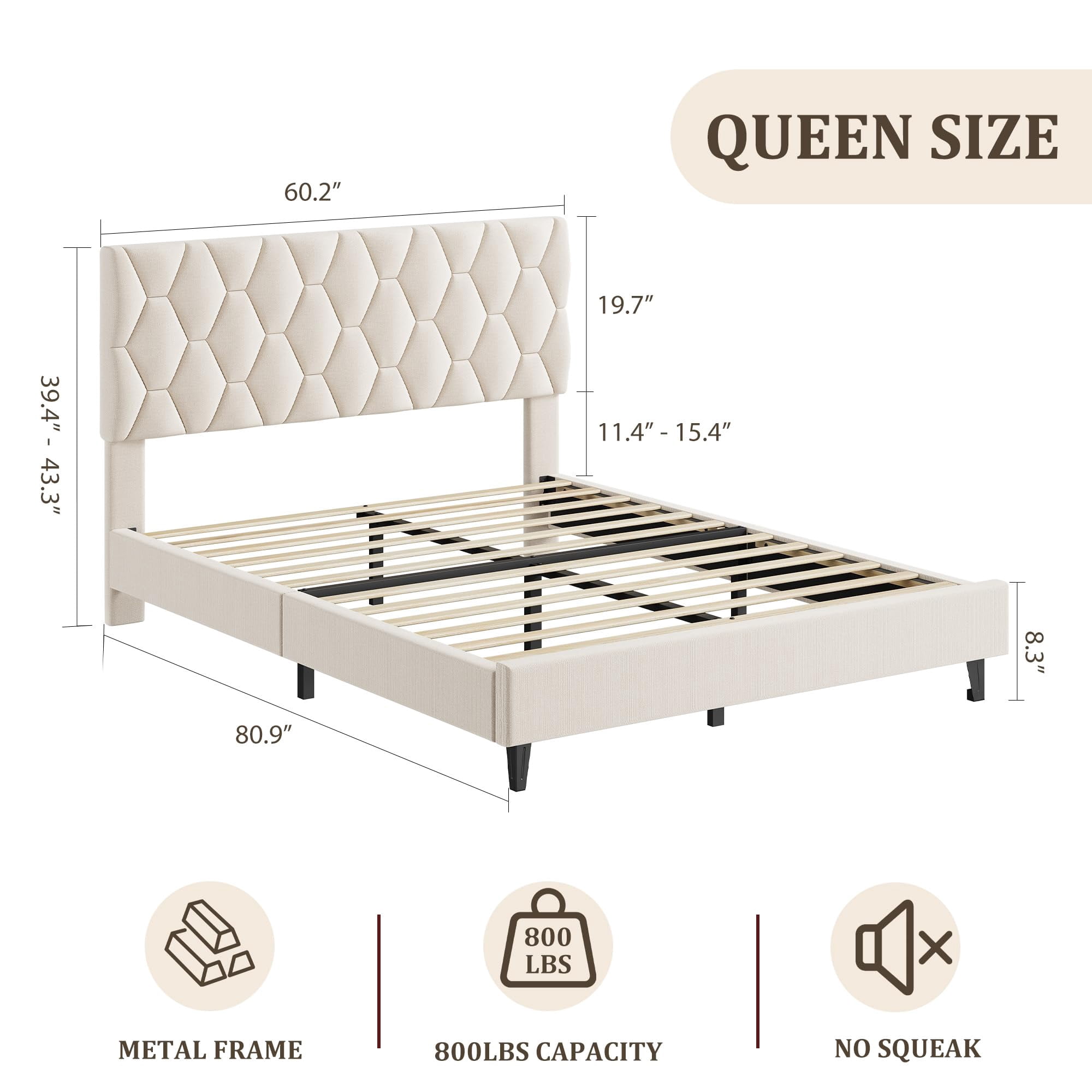 Click here for Akdsteel Upholstered Bed Frame With Adjustable Hea... prices