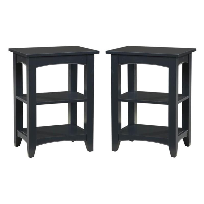 Home Square Cottage 2-Shelf End Table in Charcoal Gray - Set of 2 ...