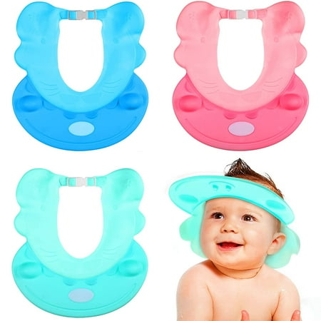 3 Pieces Silicone Baby Shower Caps Adjustable Baby Bath Shampoo Cap ...