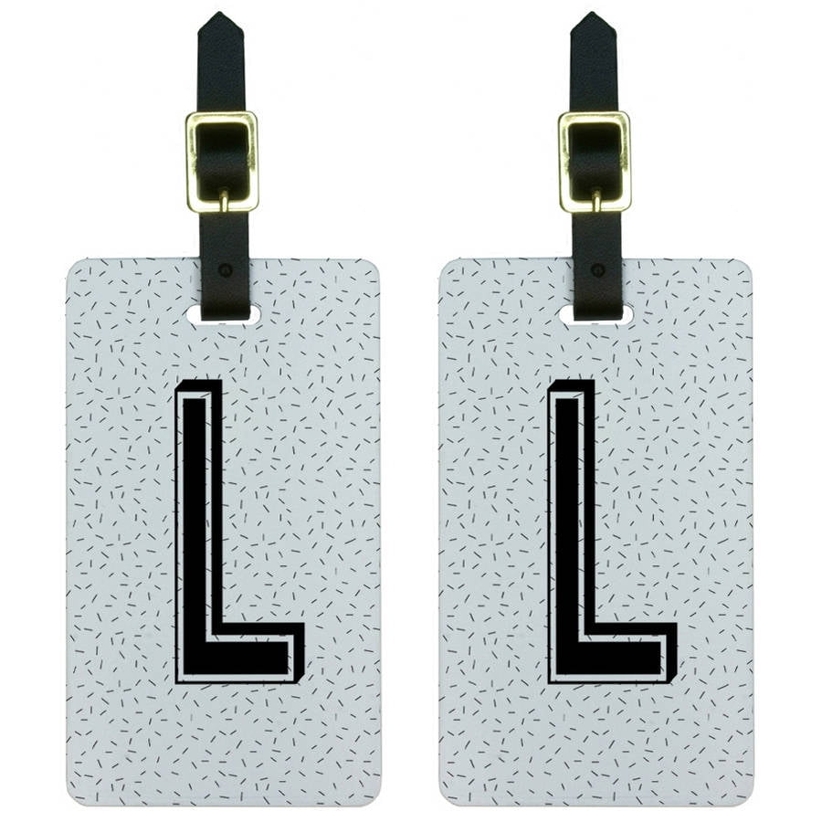 Letter L Initial Sprinkles Black White Luggage Tags Suitcase ID, Set of ...