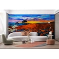 Bright Wallpaper, Modern Wallpaper, Sunset Landscape Contemporary Wall ...