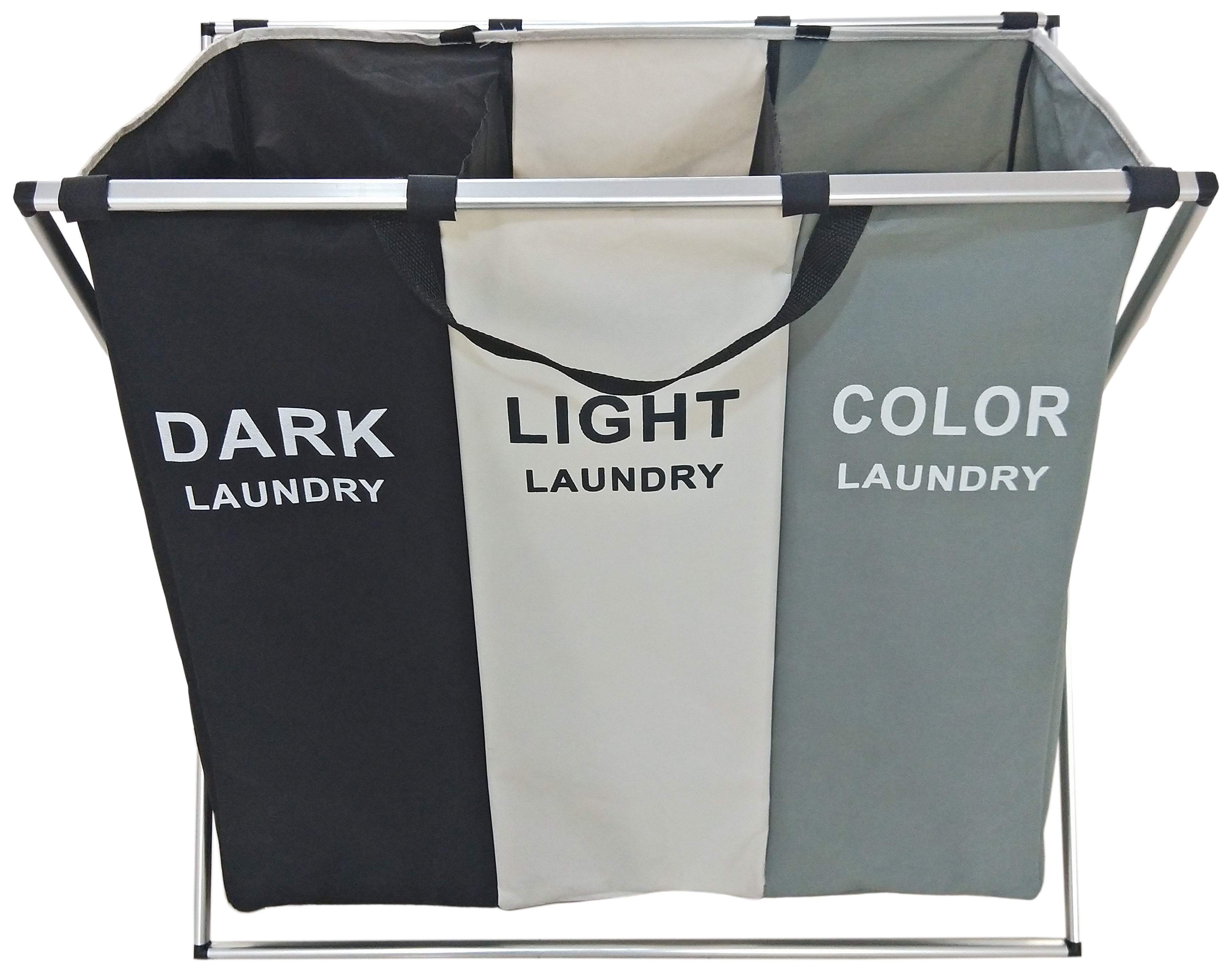 3 Section Laundry Basket for Dark, Light, and Color Clothes Hamper ...