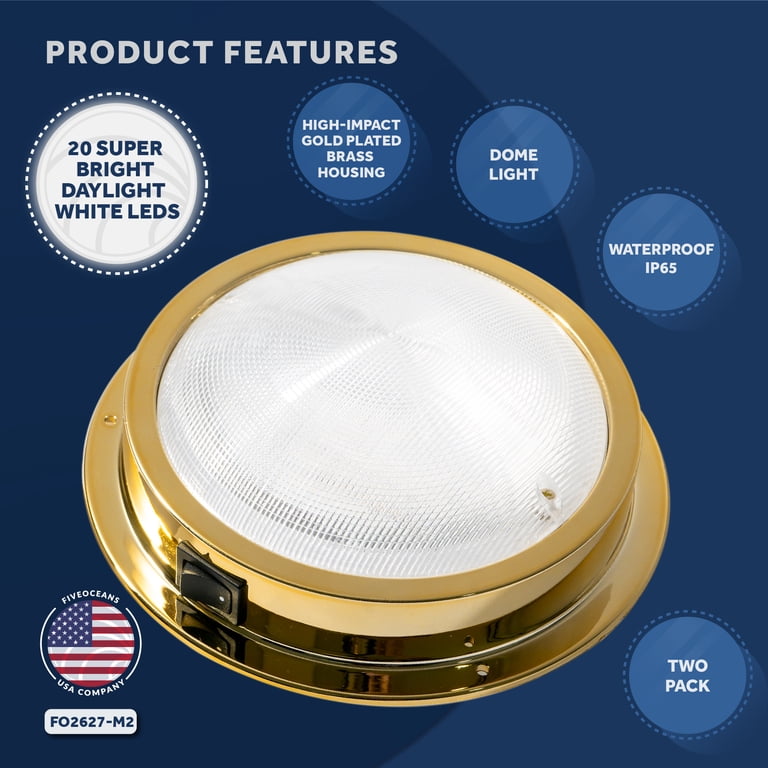 12V LED Dome Light Five Oceans 6-Inch Marine LED Dome Light - 12V ...