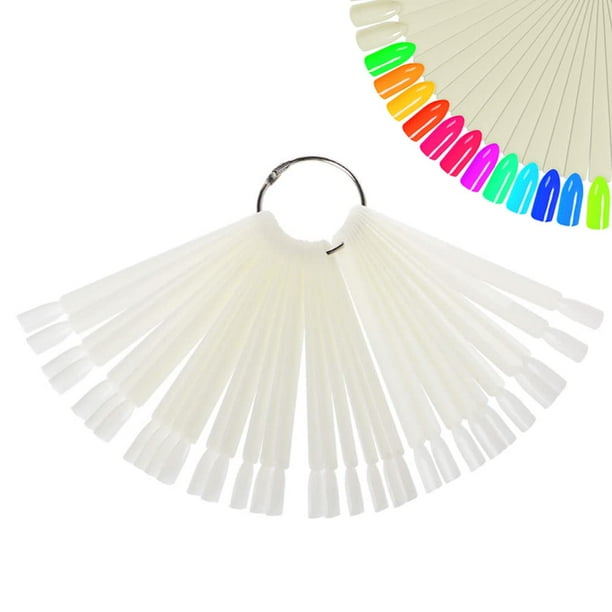 50 Pcs Nail Swatch Sticks with Ring, Fan-shaped Nail Art Polish ...