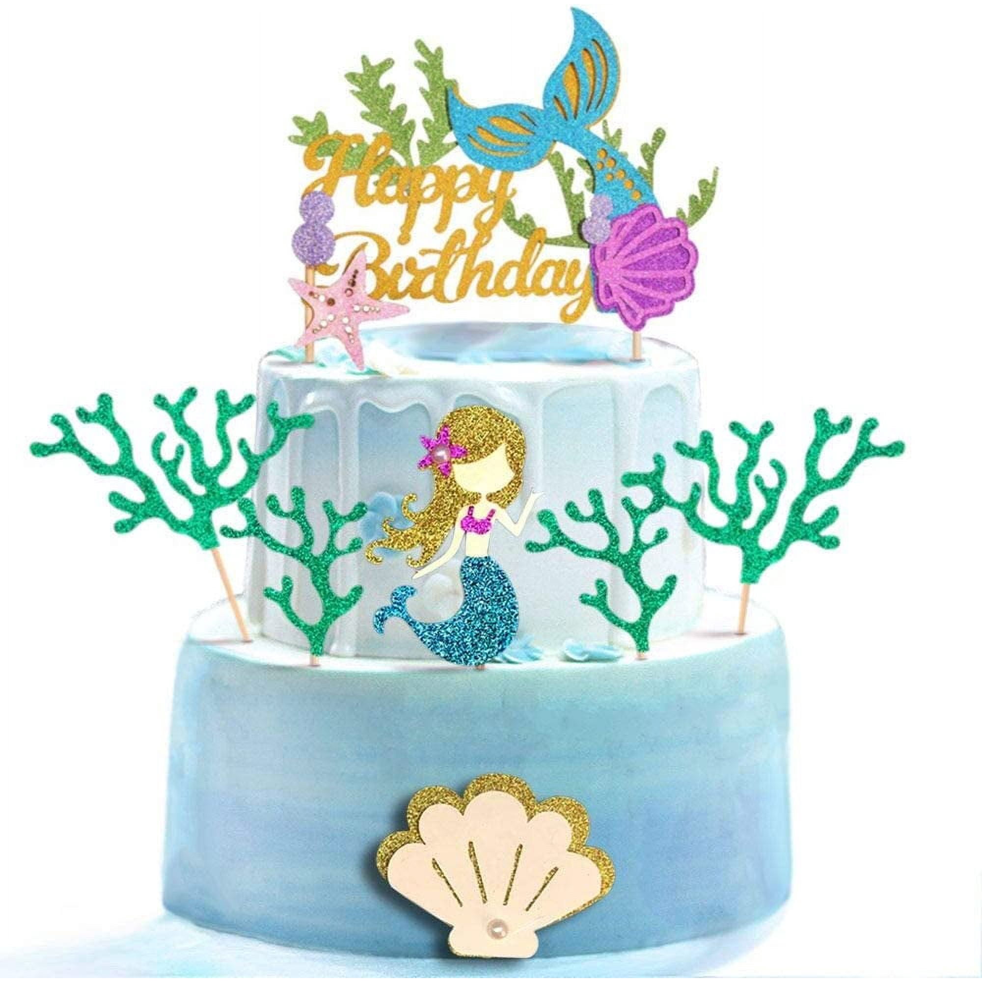 Click here for Ghsdfbb Glitter Mermaid Theme Birthday Cake Topper... prices