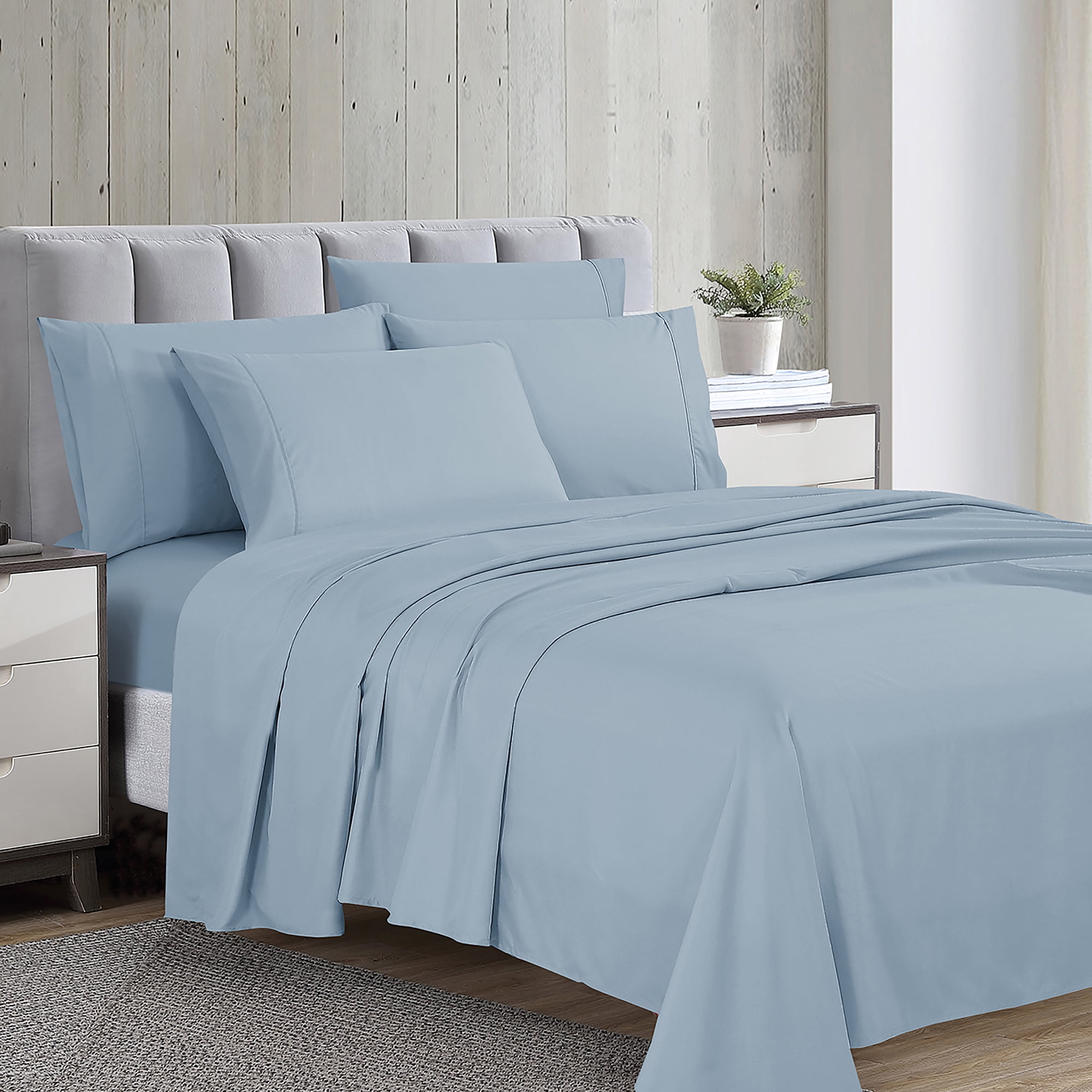 Click here for Swift Home Luxury 4-Piece Sheet Set  Twin  Blue Fo... prices
