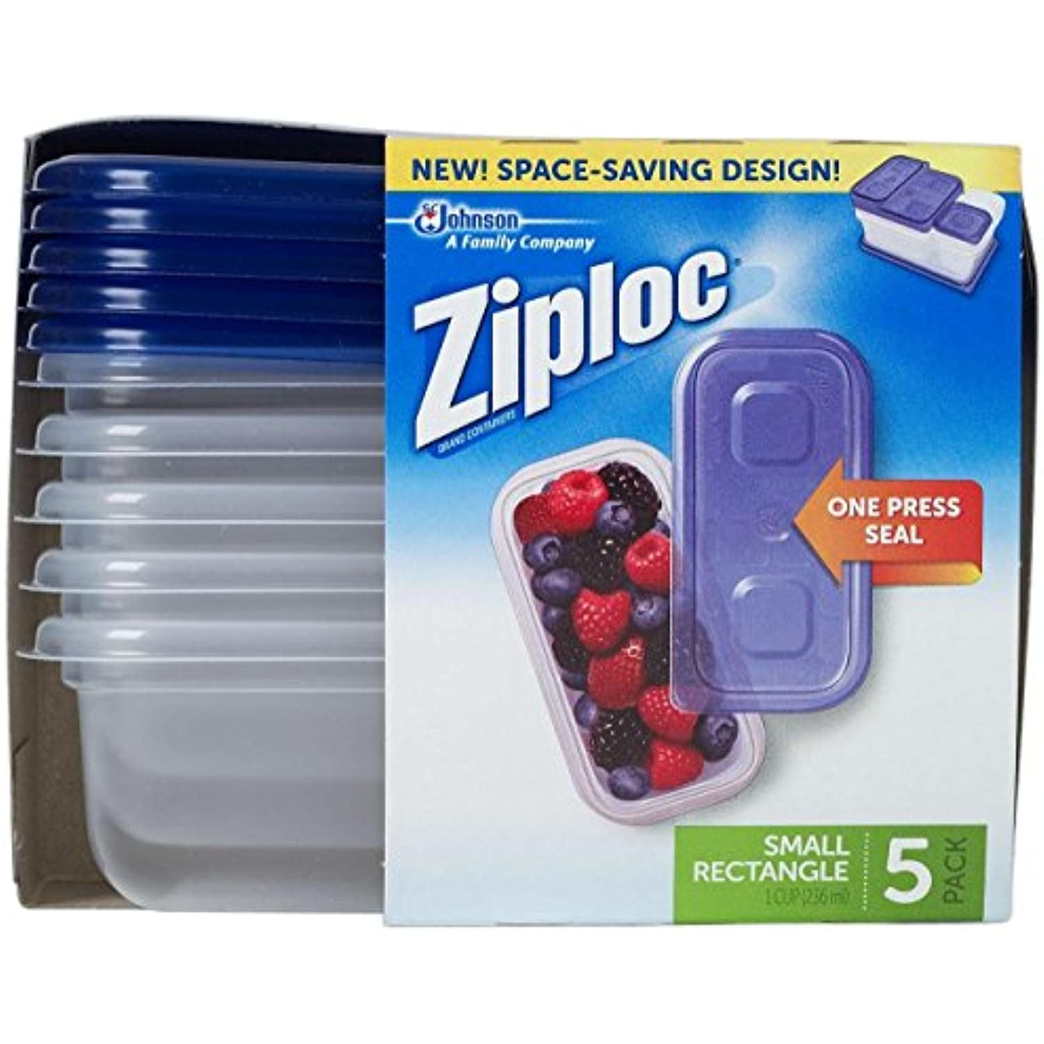 Ziploc One Press Seal Small Rectangle Container - 5 Ct - Walmart.com