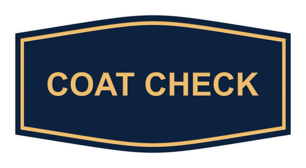 Signs ByLITA Fancy Coat Check Sign (Navy Blue/Gold) - Large - Walmart.com