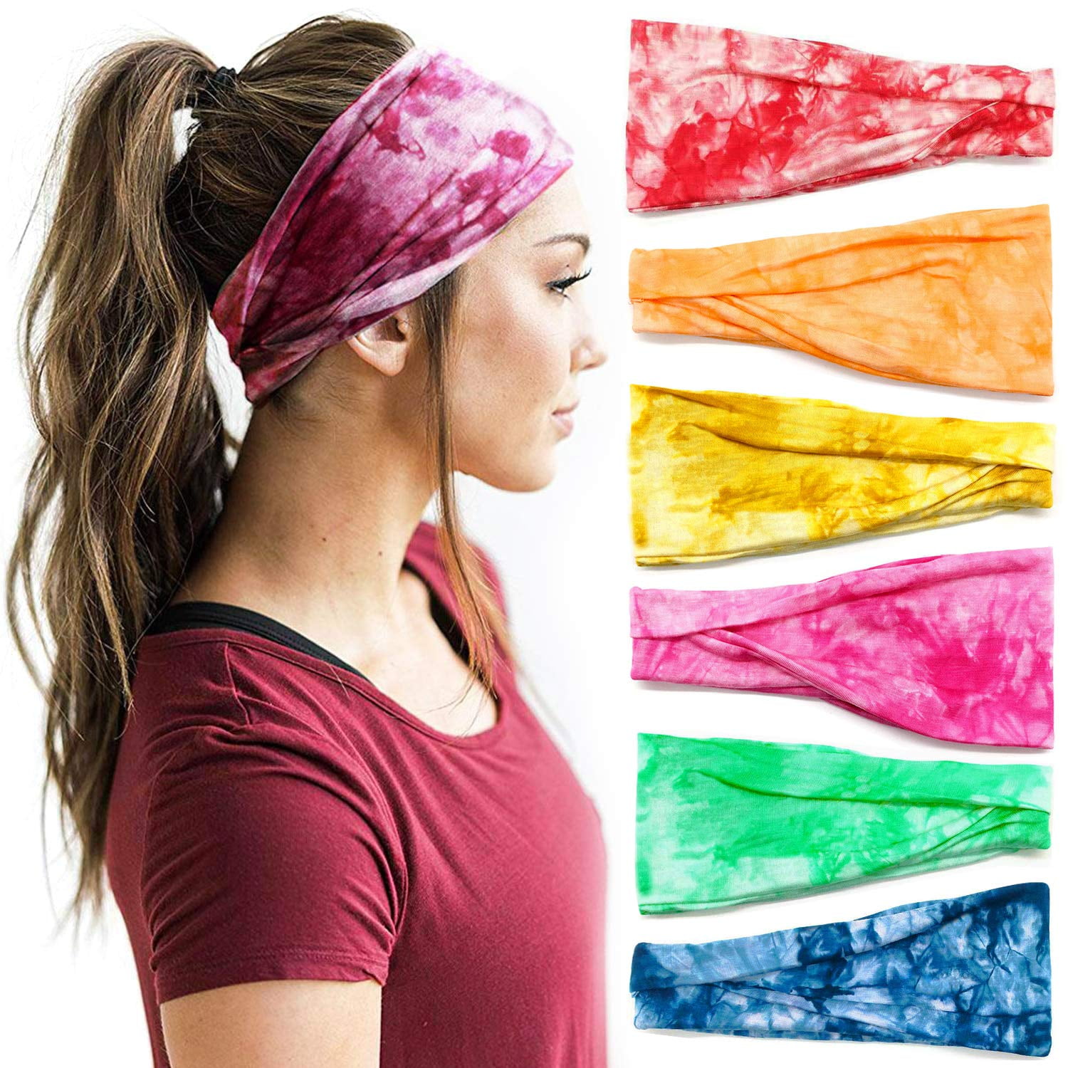 Click here for Chlua Headbands For Women Tie Dye Elastic Headband... prices