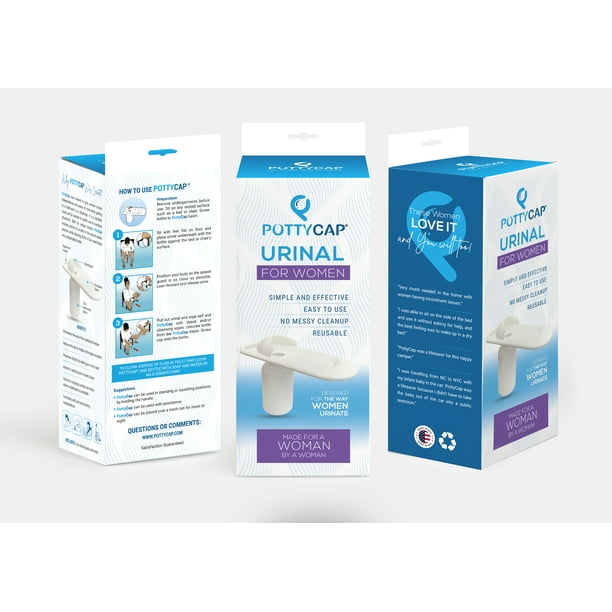 PottyCap - Portable Female Urinal Aid, 32 oz., White, Hands-Free ...