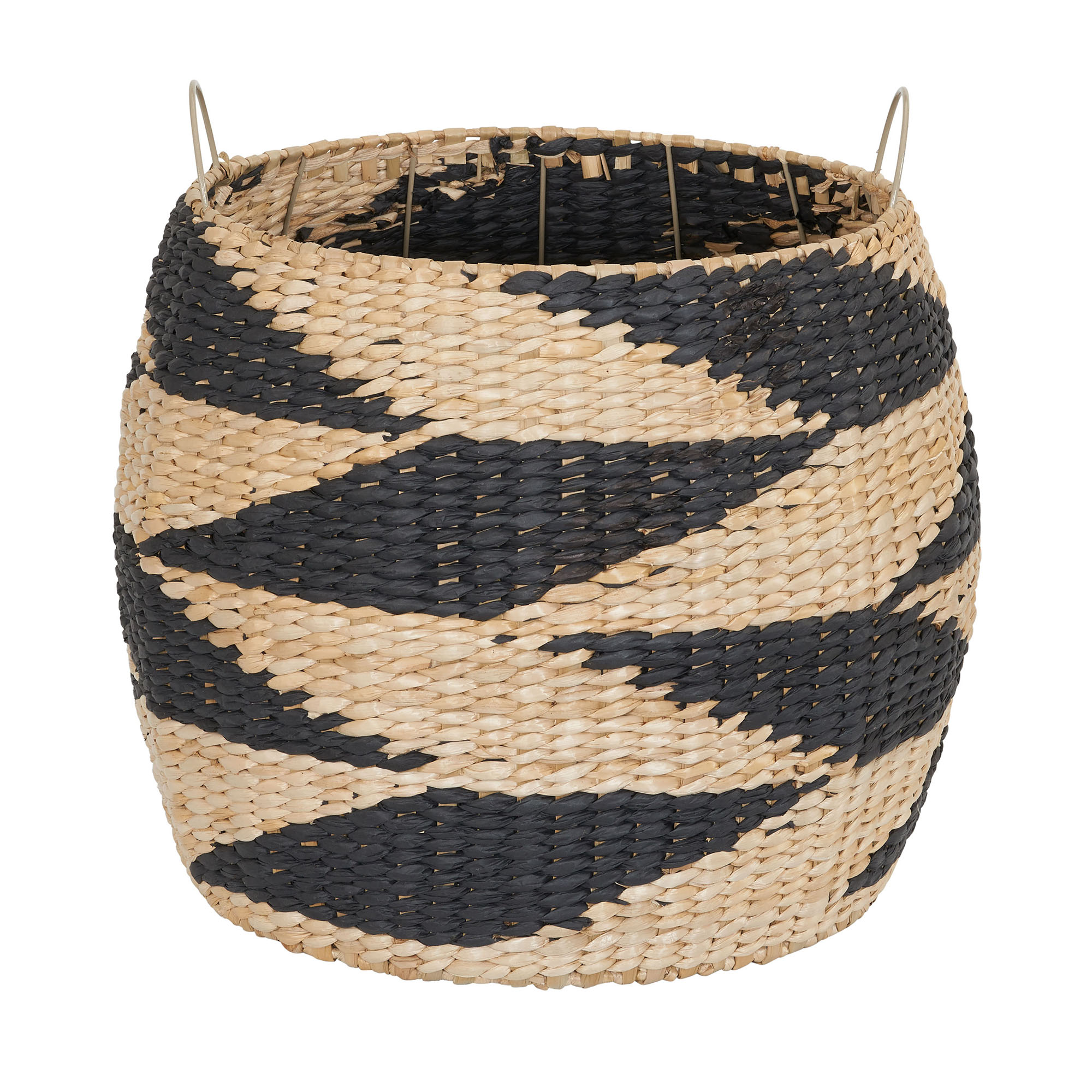 Household Essentials Zig Zag Barrel Basket Two Tone Handwoven in ...