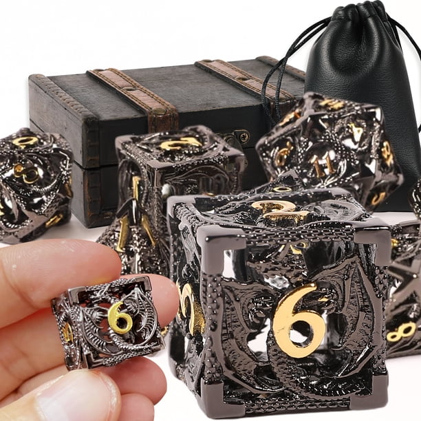DND Dice Hollow D&D Metal Dice Dungeons and Dragons Dice Set with Gift ...